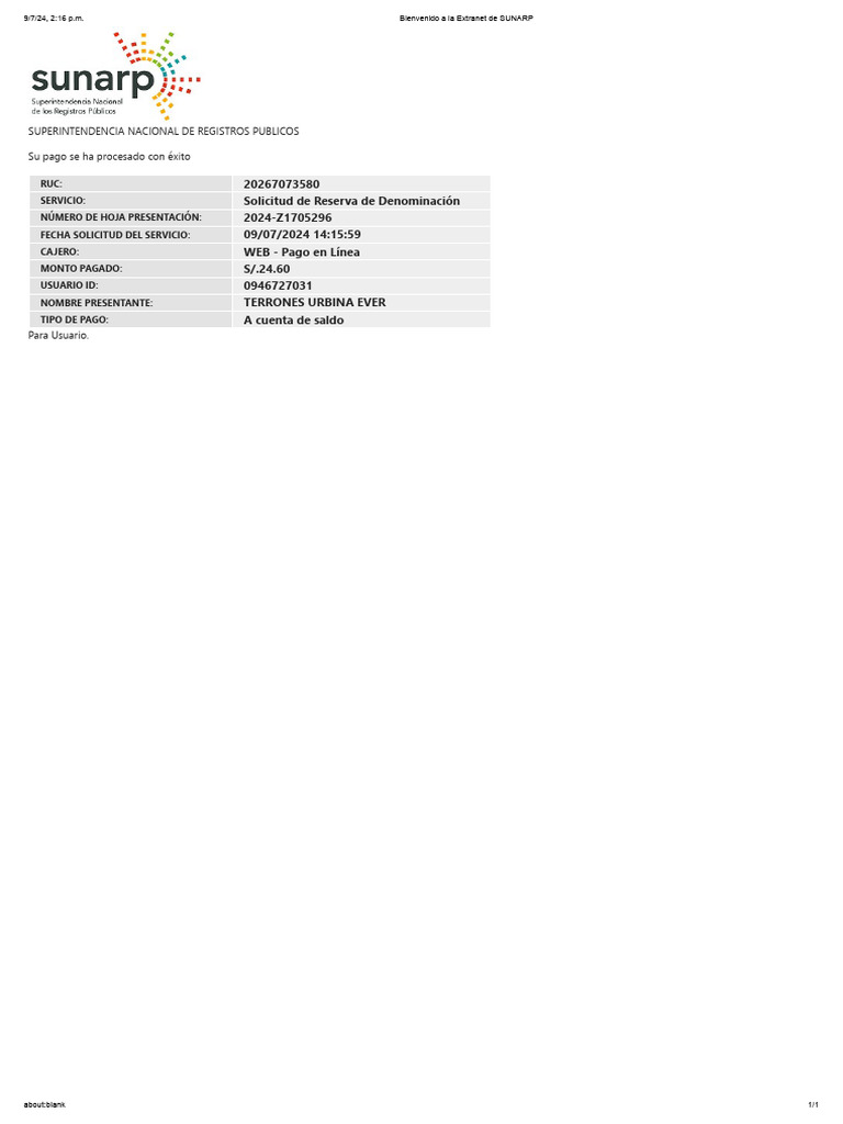 Bienvenido A La Extranet de SUNARP | PDF