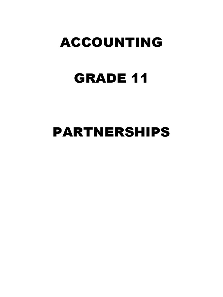 ACC GR 11 Notes and Activities PARTNERSHIPS | PDF | Debits And Credits ...