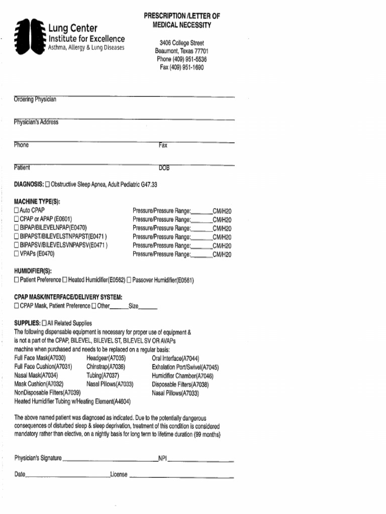 CPAP Prescription 2016 | PDF