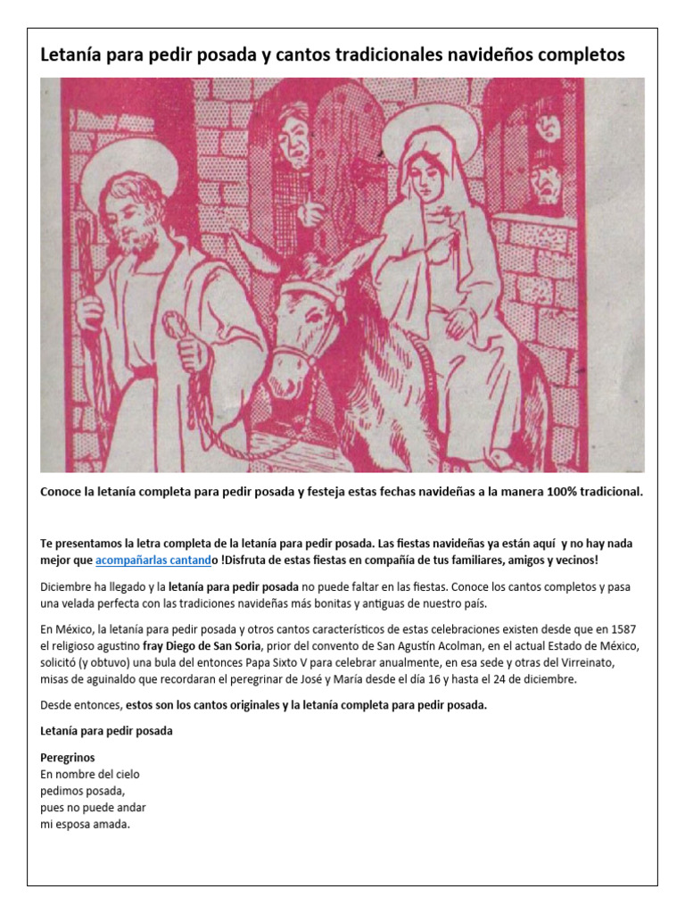 Letanía y cantos para pedir posada | PDF | María, madre de Jesús