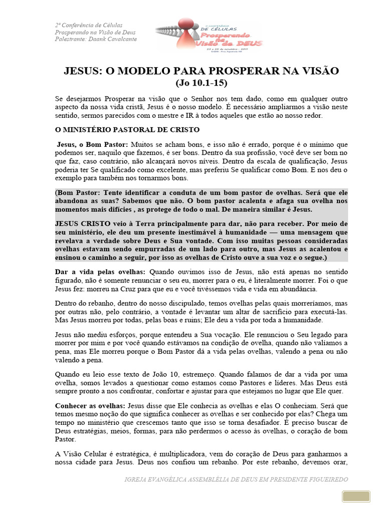 Jesus - O Modelo para Prosperar Na Visão | PDF | Jesus | São Pedro