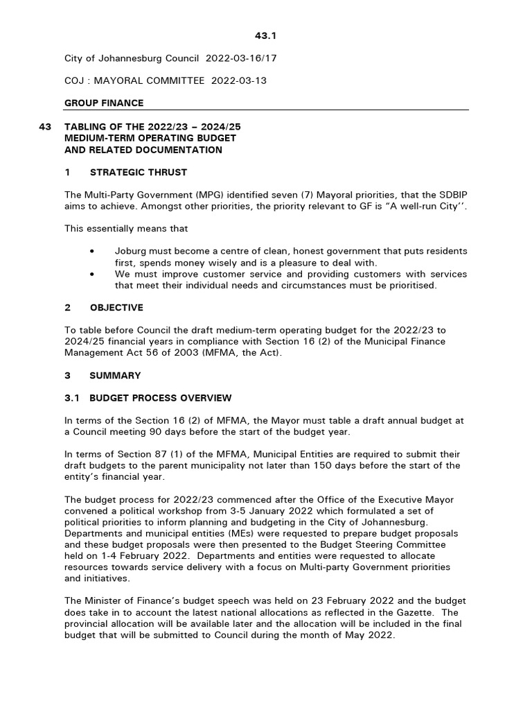 Operating Medium Term Budget 2022-23 To 2024-25 | PDF | Budget | Expense