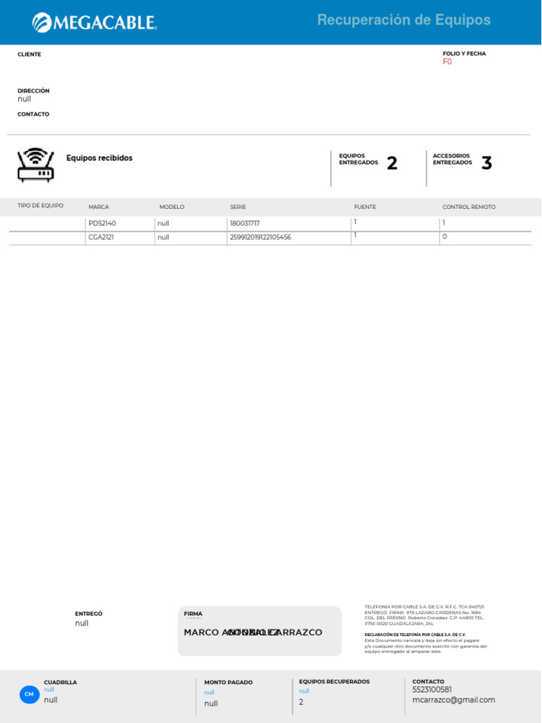 Megacable Equipos | PDF