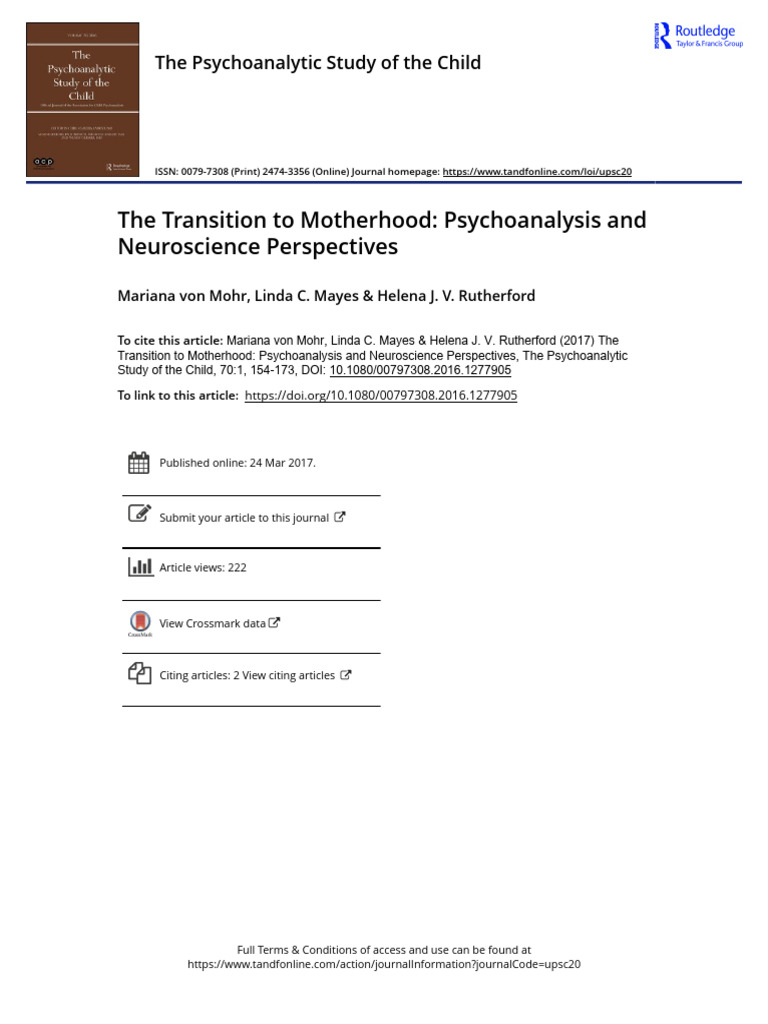 17 October - Perez - The Transition of Moherhood | PDF | Reward System ...