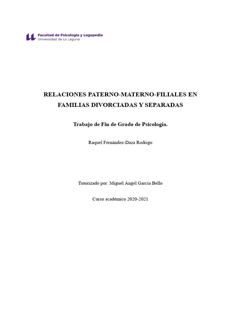 Relaciones paterno-materno-filiales en familias divorciadas y separadas ...