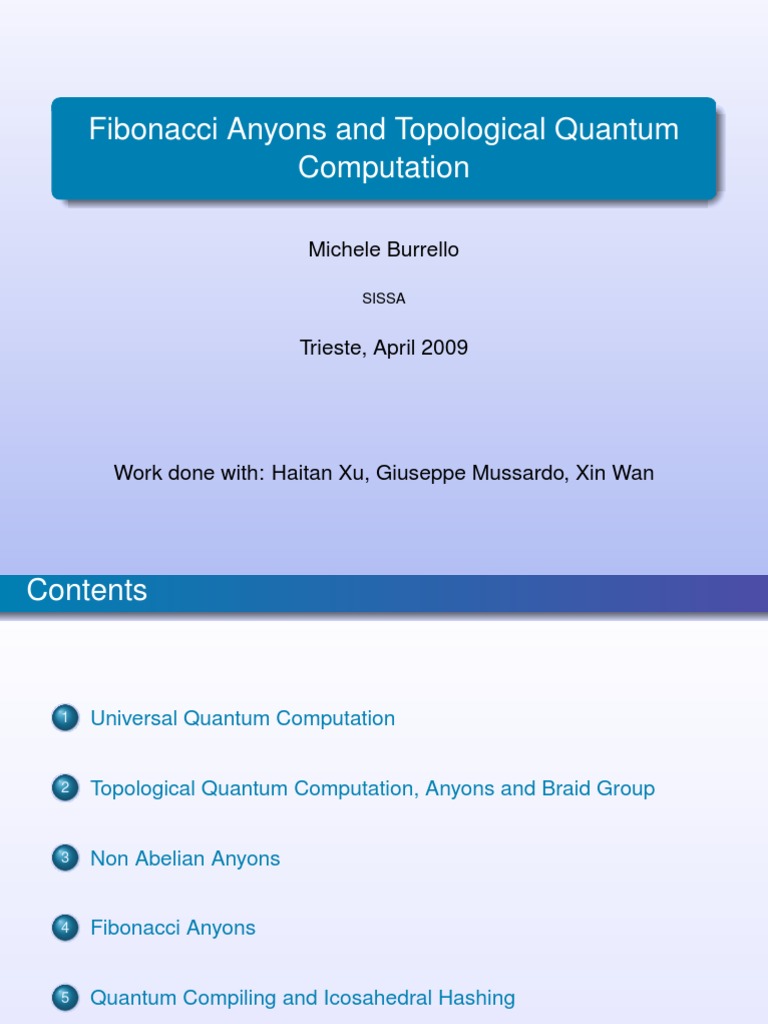 Fibonacci Anyons in Quantum Computing | PDF | Quantum Mechanics | Modern Physics