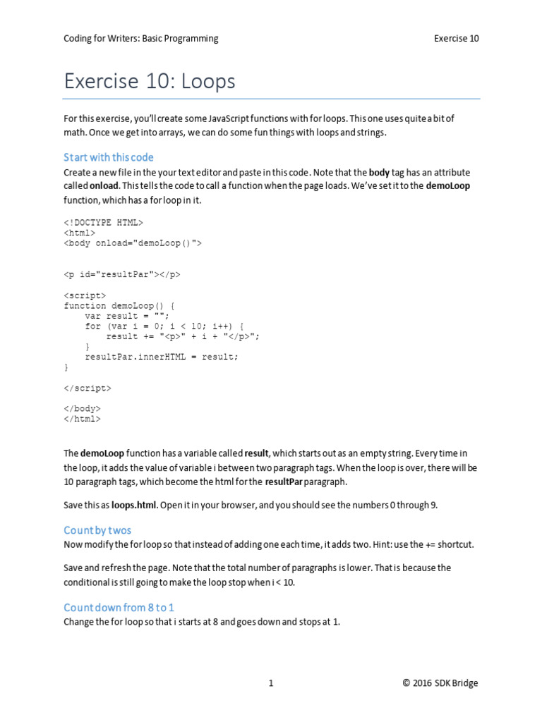 Exercise 10 Loops | PDF | Teaching Methods & Materials | Technology & Engineering