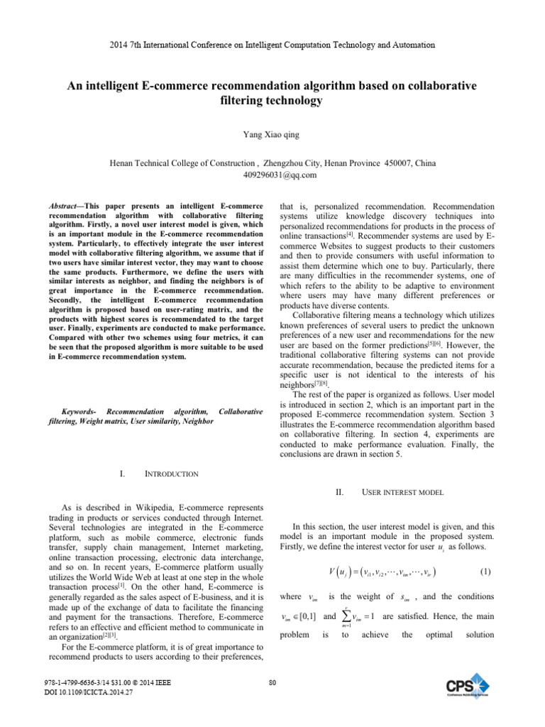 Intelligent E-commerce Recommendation Algorithm | PDF | E Commerce | Computing