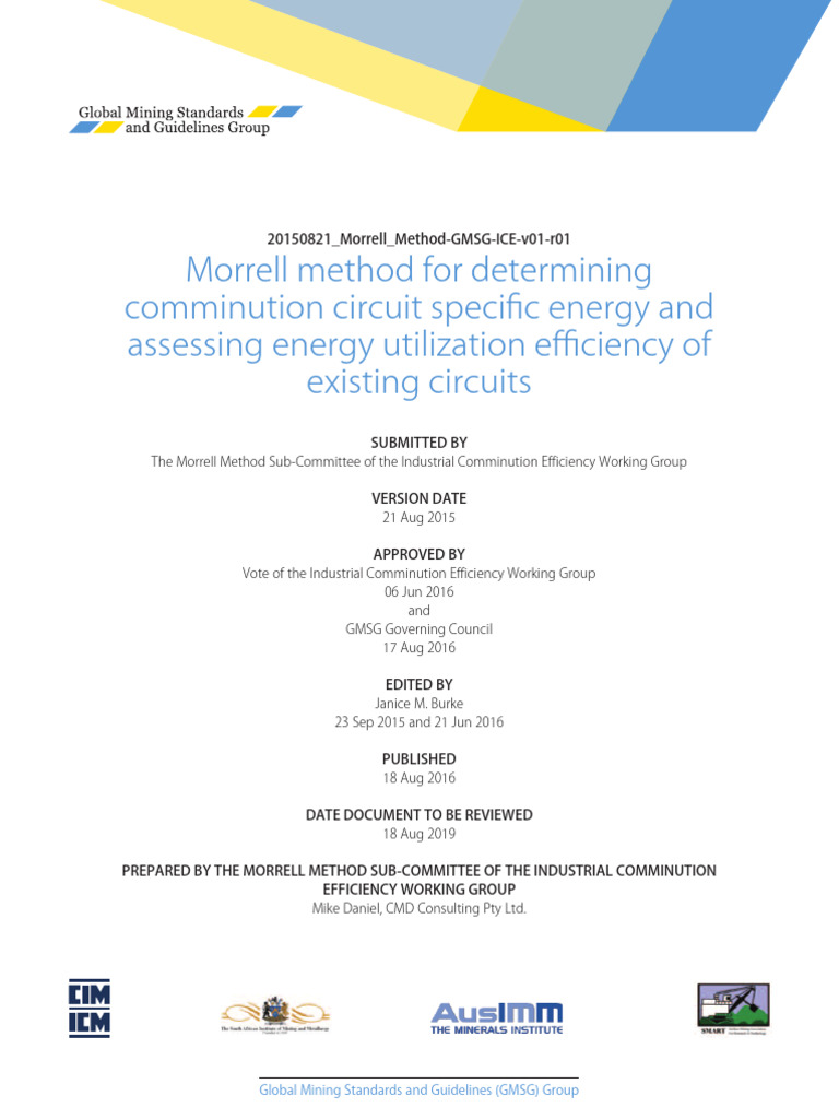 Morrell Method For Determining Comminution Circuit Specific Energy and Assessing Energy ...