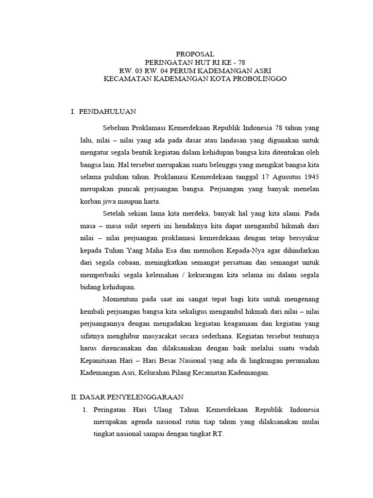 PROPOSAL PERINGATAN 17 AGUSTUS 2023 Rev.01 | PDF