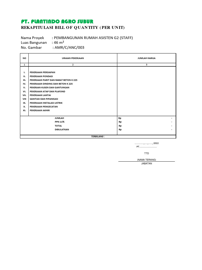 Dokumen Pengadaan Rumah G2 Staff PT - Pas Tahun 2023 | PDF