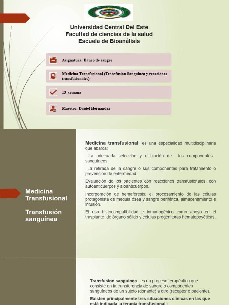Medicina Transfusional y Tipos de Transfusión | PDF | Sangre ...