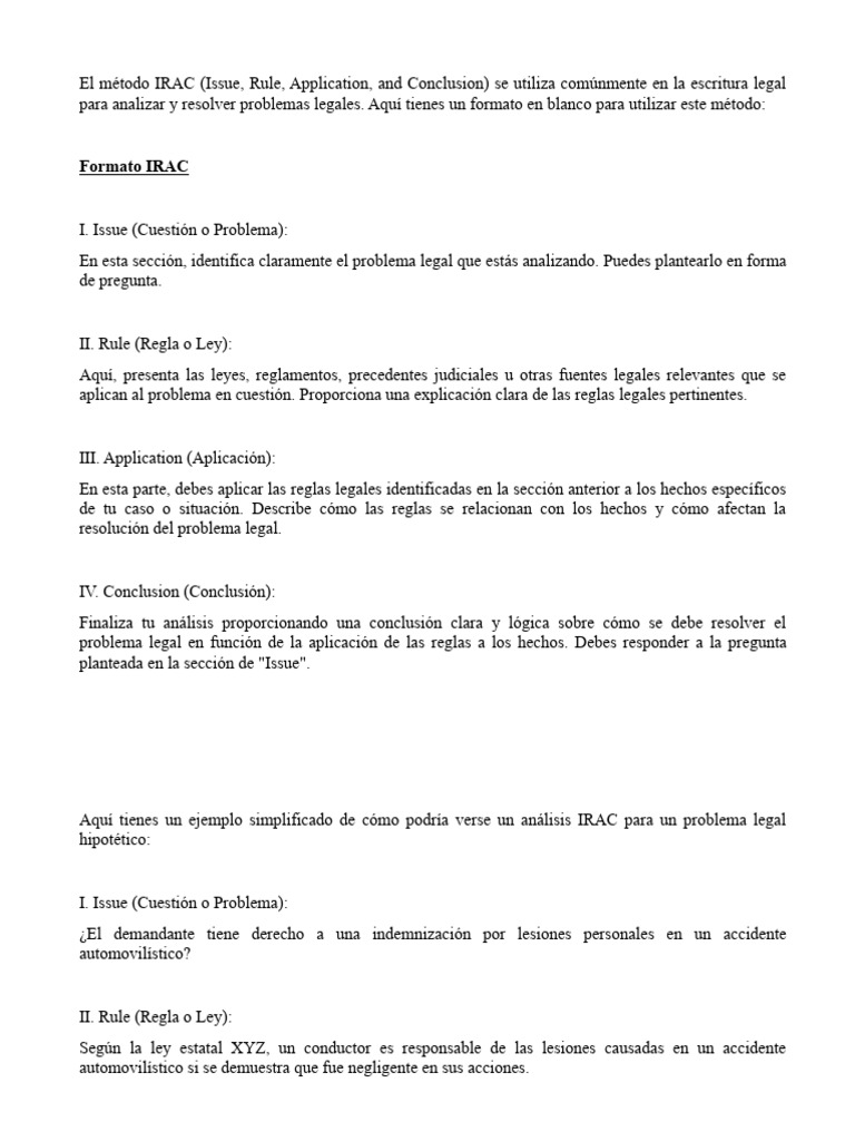 Guía IRAC para Análisis Legal | PDF | Daños y perjuicios | Justicia