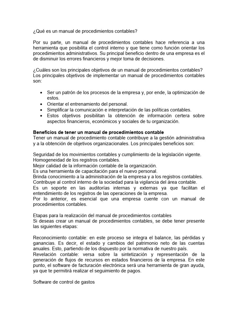 Qué Es Un Manual de Procedimientos Contables 1 | PDF | Contabilidad ... Qué Es Un Manual de Procedimientos Contables 1 | PDF | Contabilidad ...