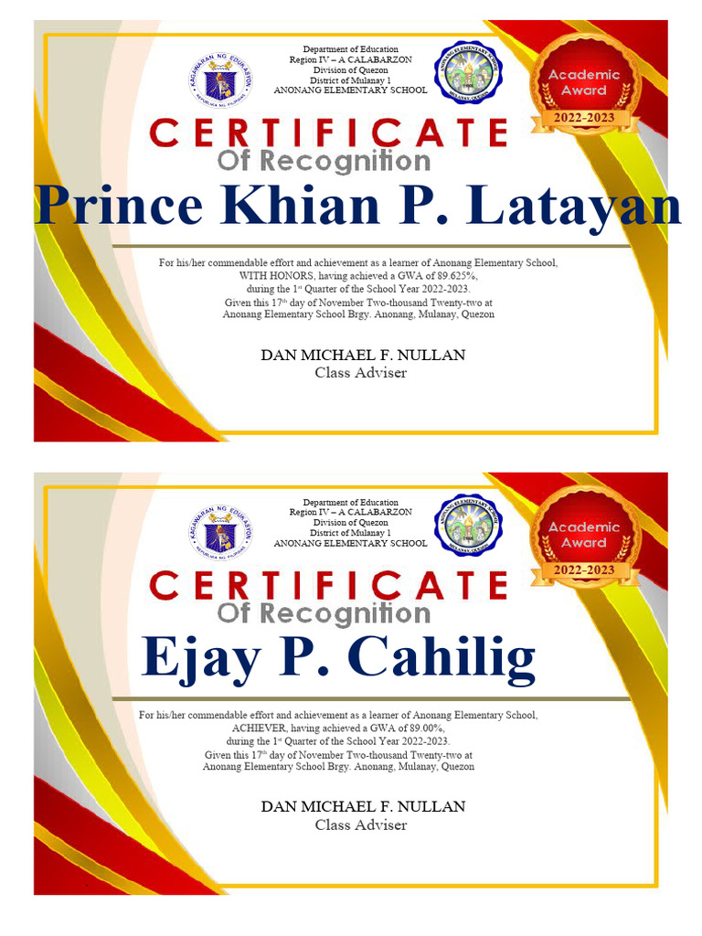 CERTIFICATE OF RECOGNITION | PDF