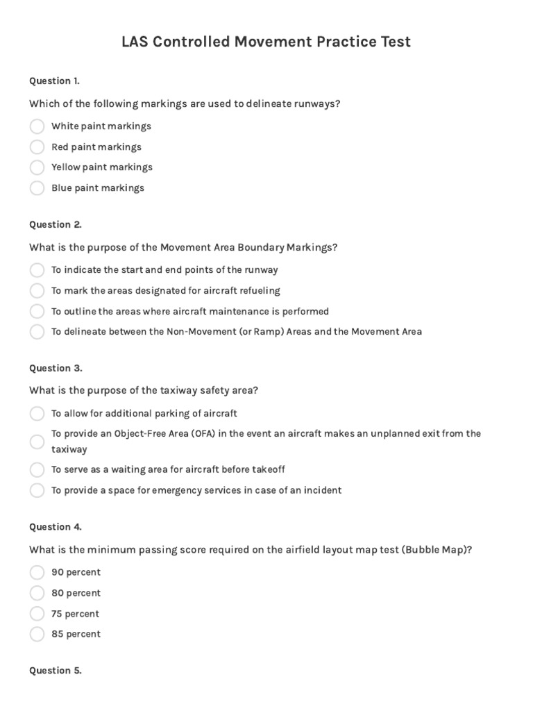 LAS Controlled Movement Practice Test | PDF | Runway | Airport