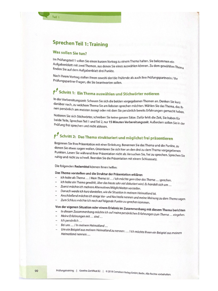 Prüfungstraining Cornelsen Modul Sprechen S 88-91 | PDF
