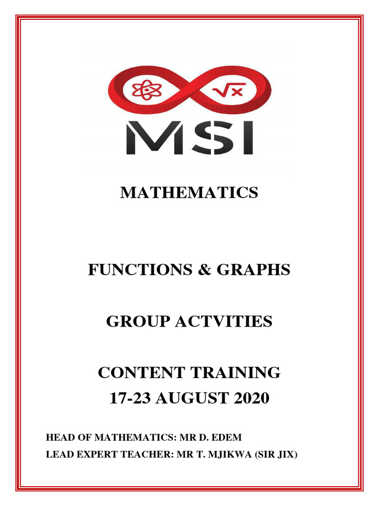 Functions & Graphs Group Activities | PDF | Asymptote | Mathematics