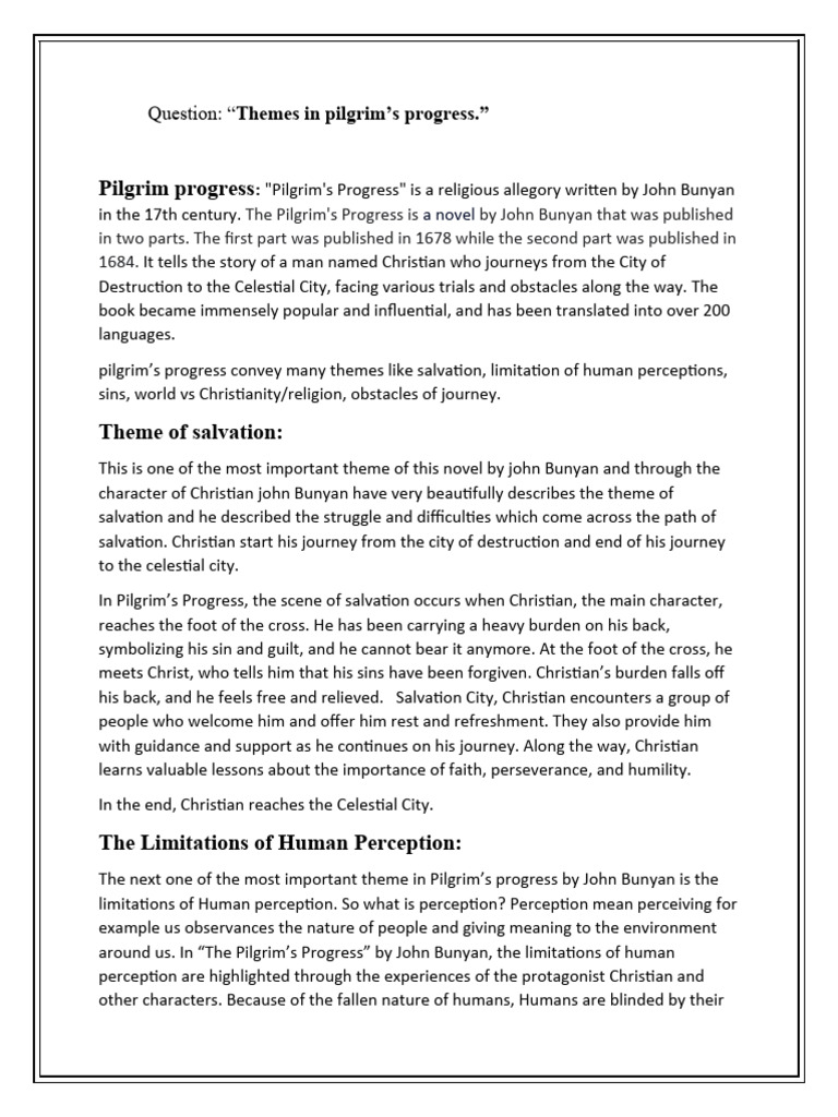 Themes in Pilgrim's Progress | PDF | The Pilgrim's Progress | Religious Belief And Doctrine