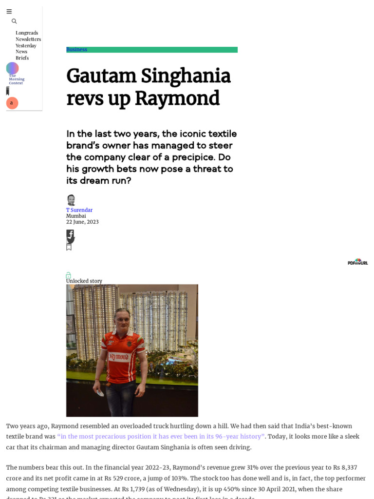 2206 Gautam Singhania Revs Up Raymond | PDF | Business