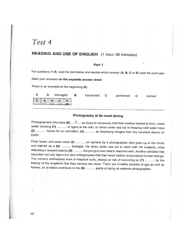 Test 4 Reading and use of English | PDF