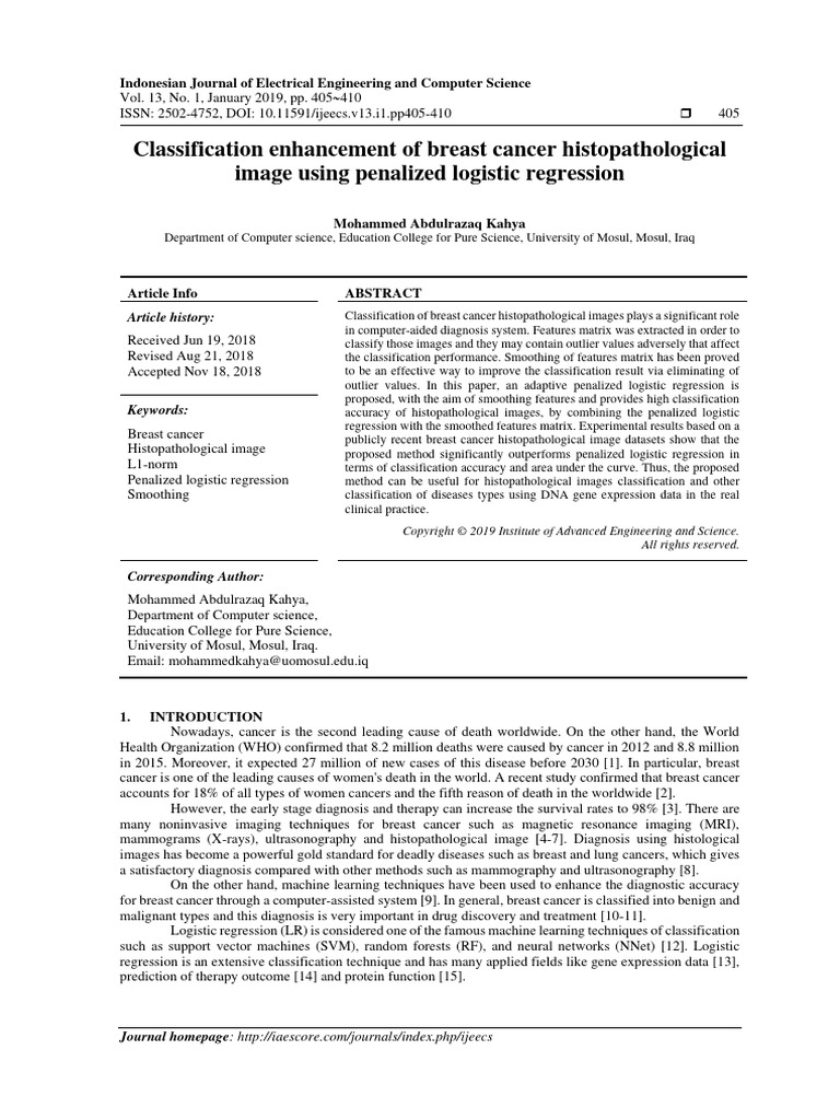 Classification Enhancement Of Breast Cancer Histopathological Image