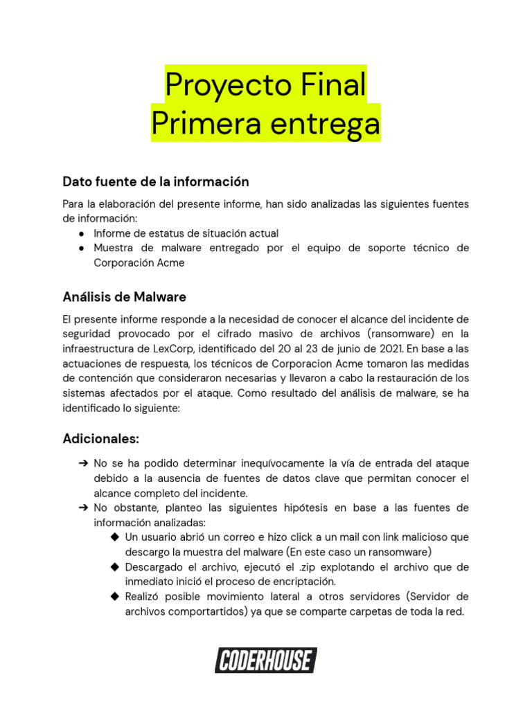 Modelo Informe - Proyecto - Entrega Intermedia | PDF | Secuestro de ...