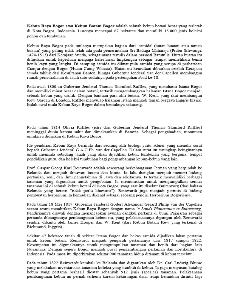 Kebun Raya Bogor Atau Kebun Botani Bogor Adalah Sebuah Kebun Botani Besar Yang Terletak Di Kota ...