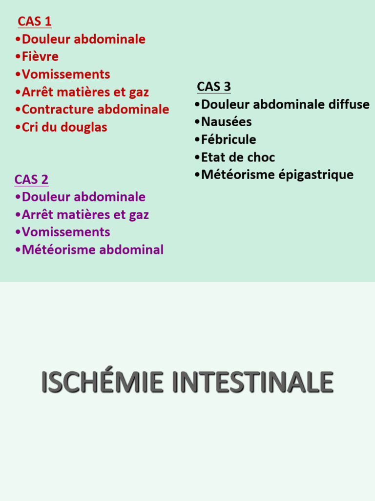 Ischémie intestinale : diagnostic et traitement | PDF | Infarctus du ...