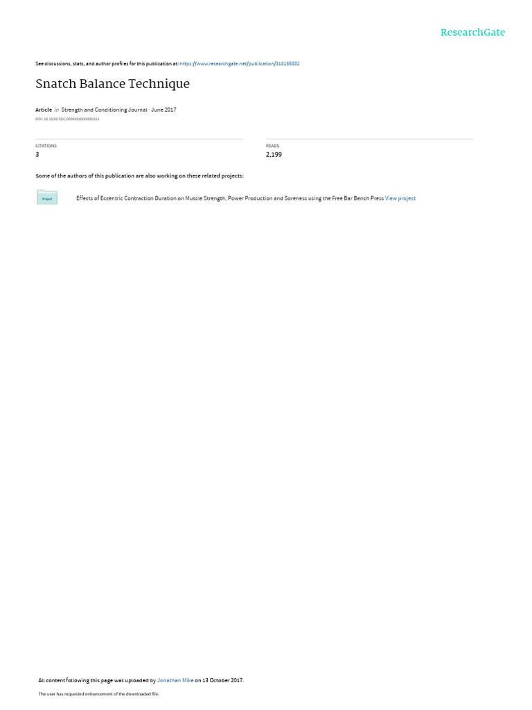 Snatch Balance Technique | PDF | Strength Training | Shoulder