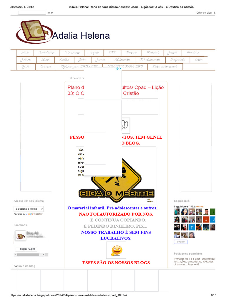 Adalia Helena_ Plano de Aula Bíblica Adultos_ Cpad – Lição 03_ O Céu ... Adalia Helena_ Plano de Aula Bíblica Adultos_ Cpad – Lição 03_ O Céu ...