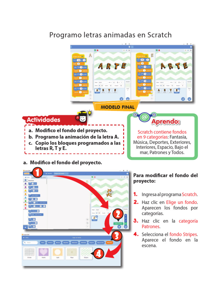 11-Programo Letras Animadas en Scratch | PDF | Scratch (lenguaje de programación)