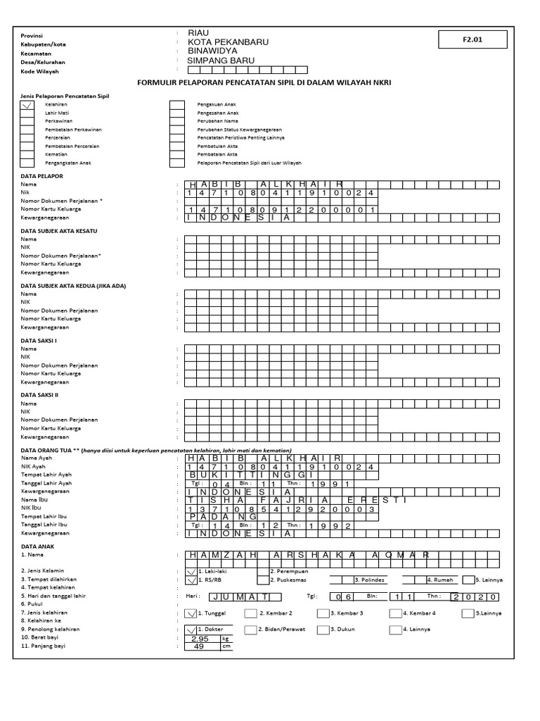 Formulir F2 01 | PDF