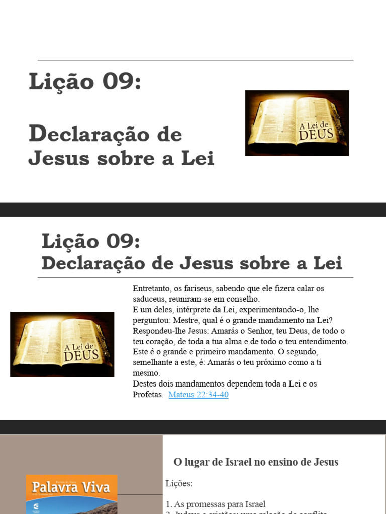 EBD Lição 09 Declaração de Jesus Sobre A Lei | PDF | Jesus | Amor