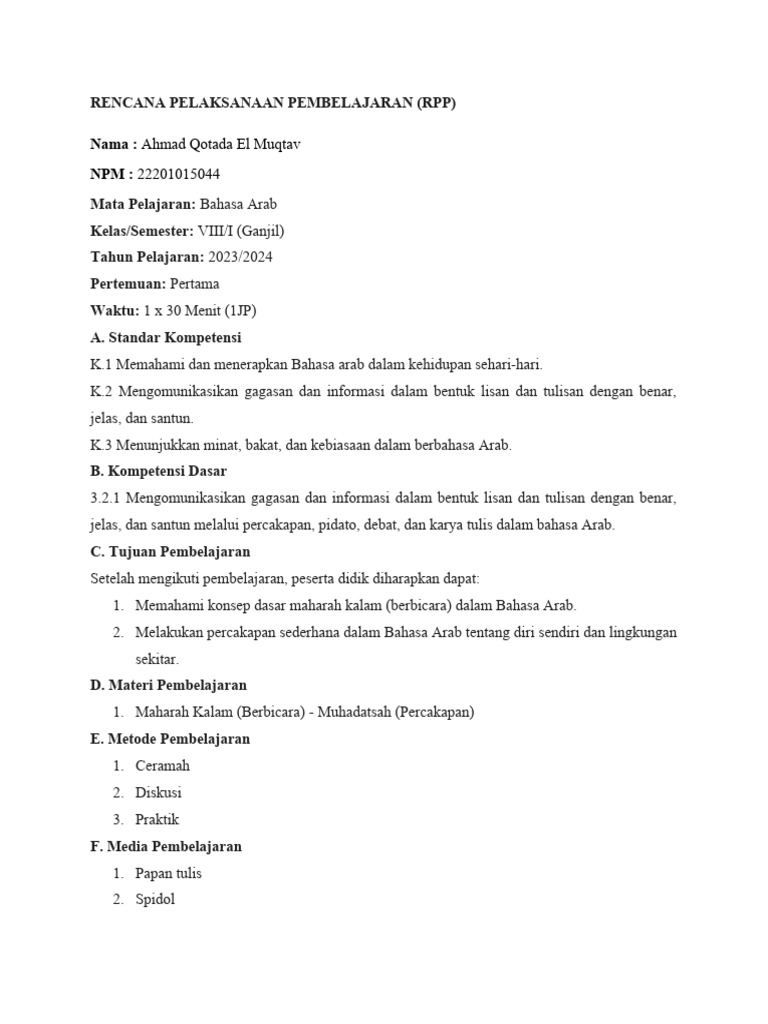 RPP Micro Teaching | PDF