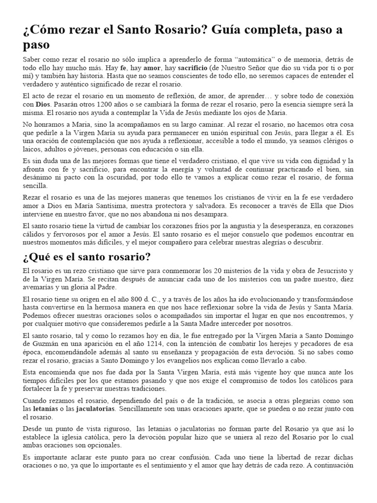 Rezar El Rosario | PDF | Rosario | Oración