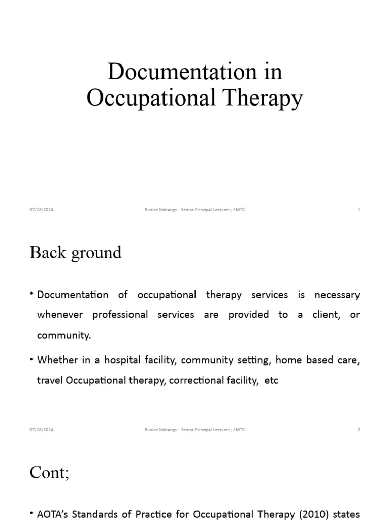 Documentation in Occupational Therapy in | PDF | Occupational Therapy ...