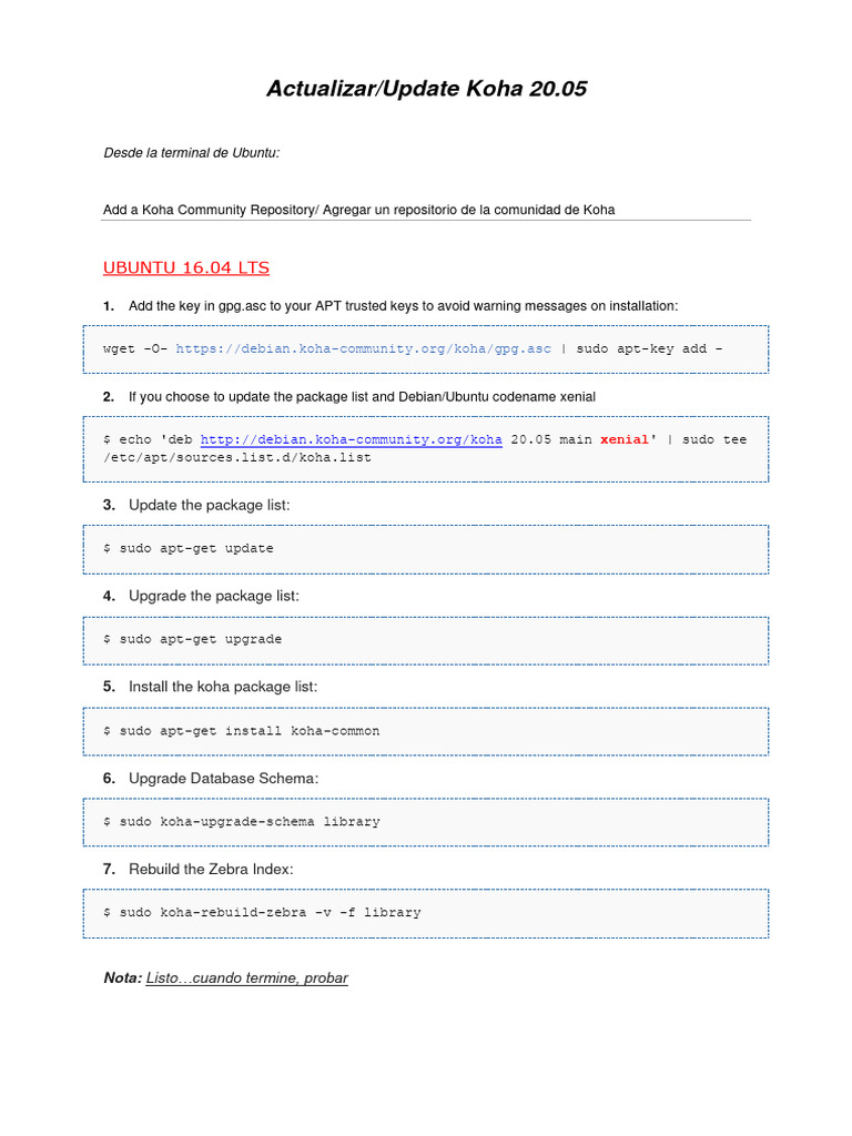 Add A Koha Community Repository To Update Koha | PDF | Computers