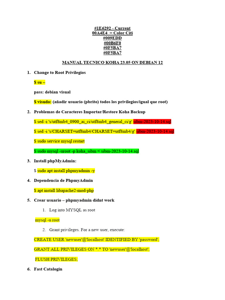 Manual Tecnico Koha 23 | PDF