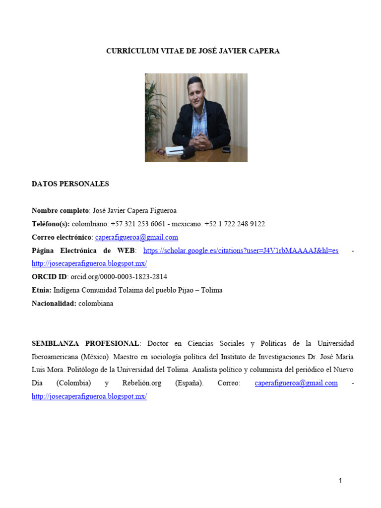 CV - José Javier Capera | PDF | Colombia | Universidad