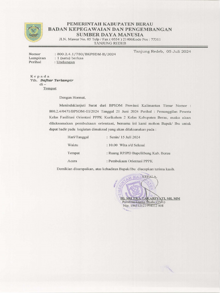 Daftar Peserta Orientasi PPPK 2024 | PDF