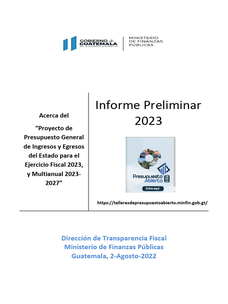 1-Informe Preliminar 2023 Al 29-Julio | PDF | Costo de la vida ...