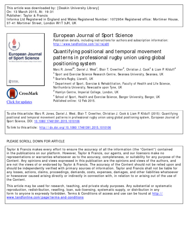 Quantifying Positional And Temporal Movement Pdf
