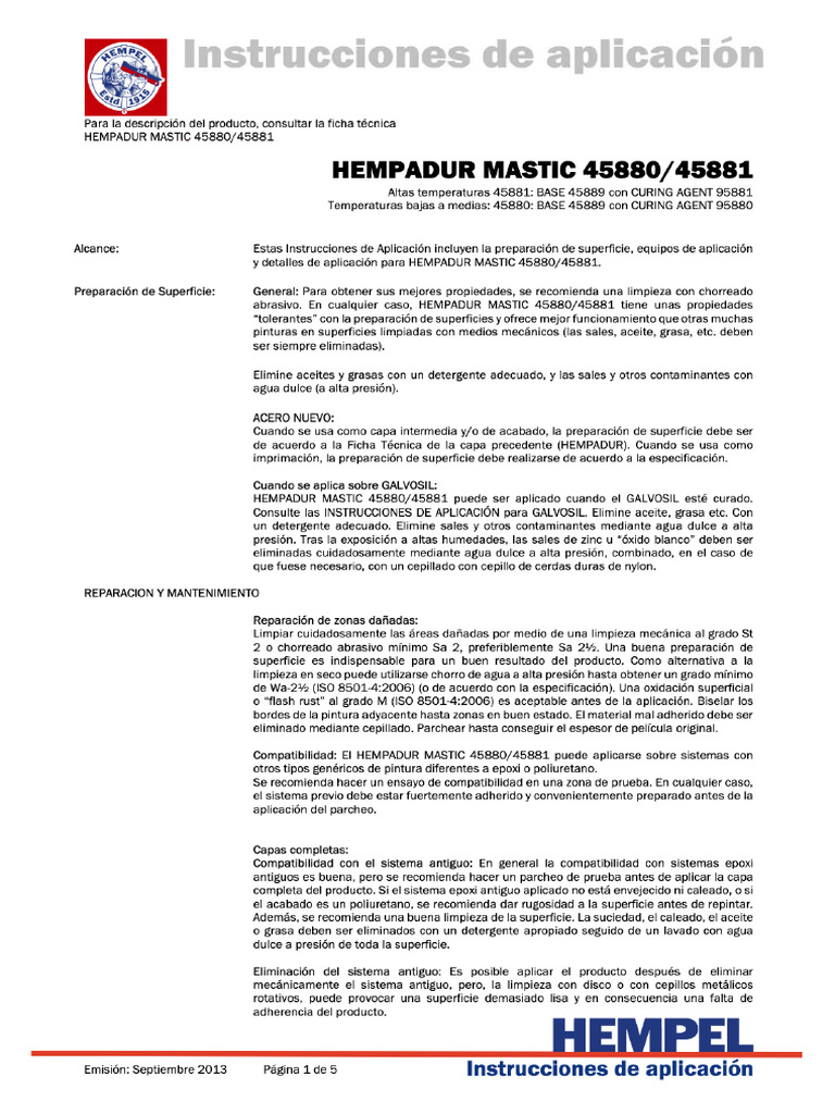 Instrucciones de Aplicación. para La Descripción Del Producto ...