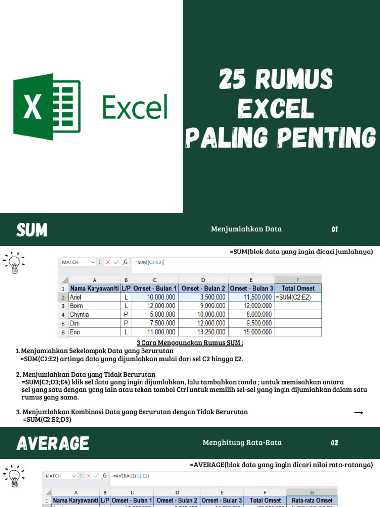 25 Rumus Excel Paling Penting | PDF | Metode & Bahan Ajar