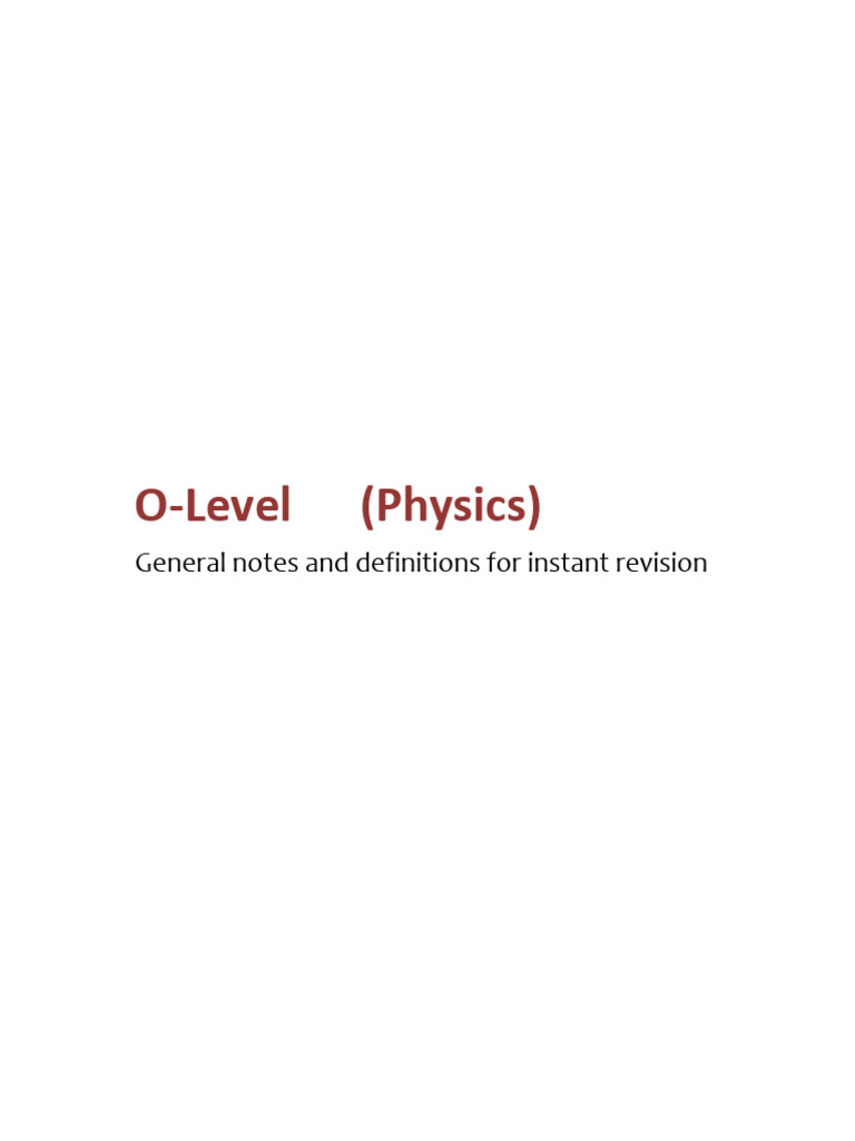 O Level Physics Quick Revision | PDF | Waves | Light