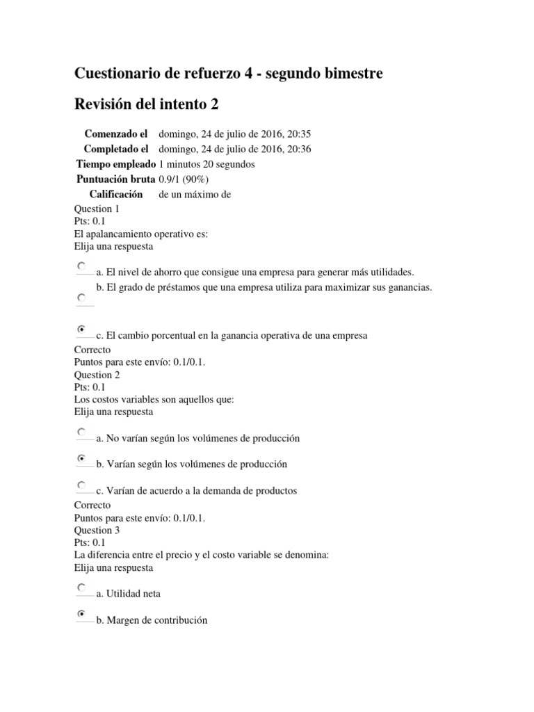 Cuestionario de Refuerzo 4 | PDF | Business | Economía Financiera