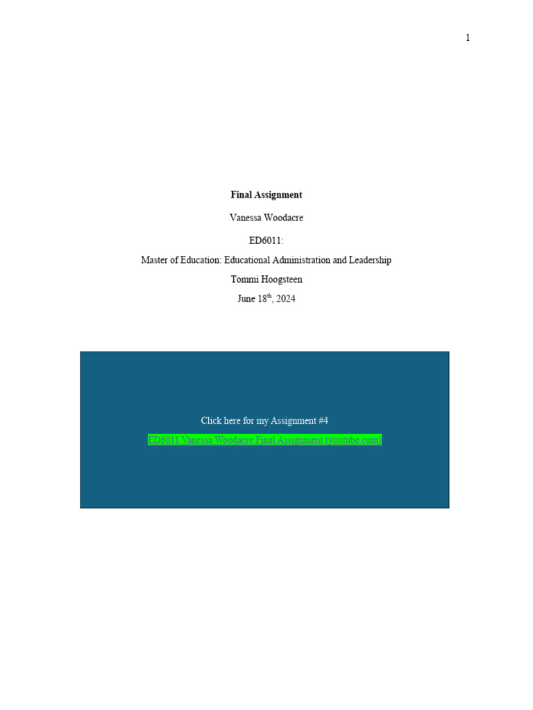 ED6011 Final Assignment | PDF
