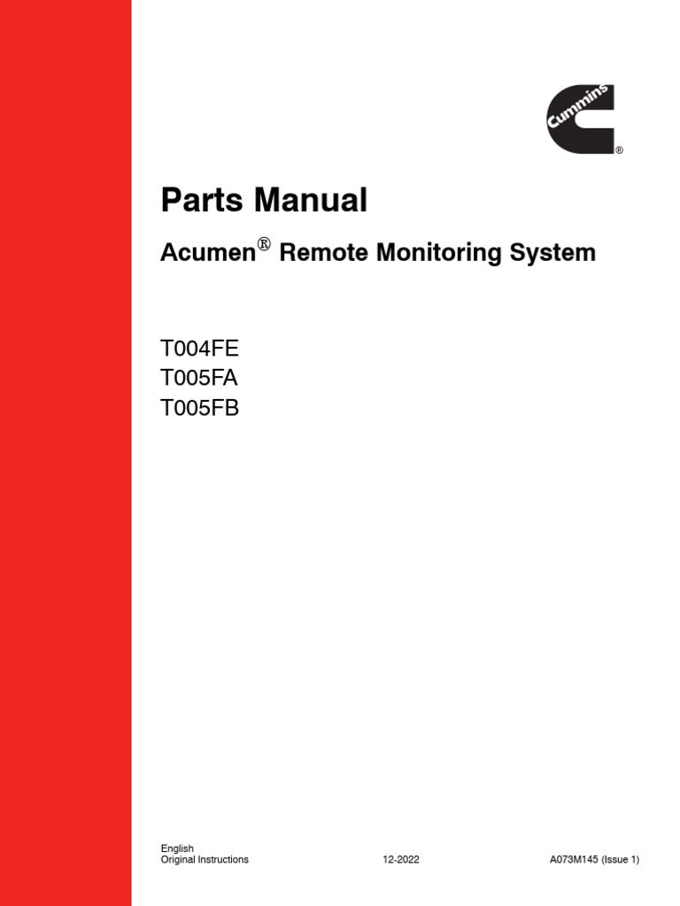 Acumen Parts Manual | PDF | Usb | Physical Layer Protocols