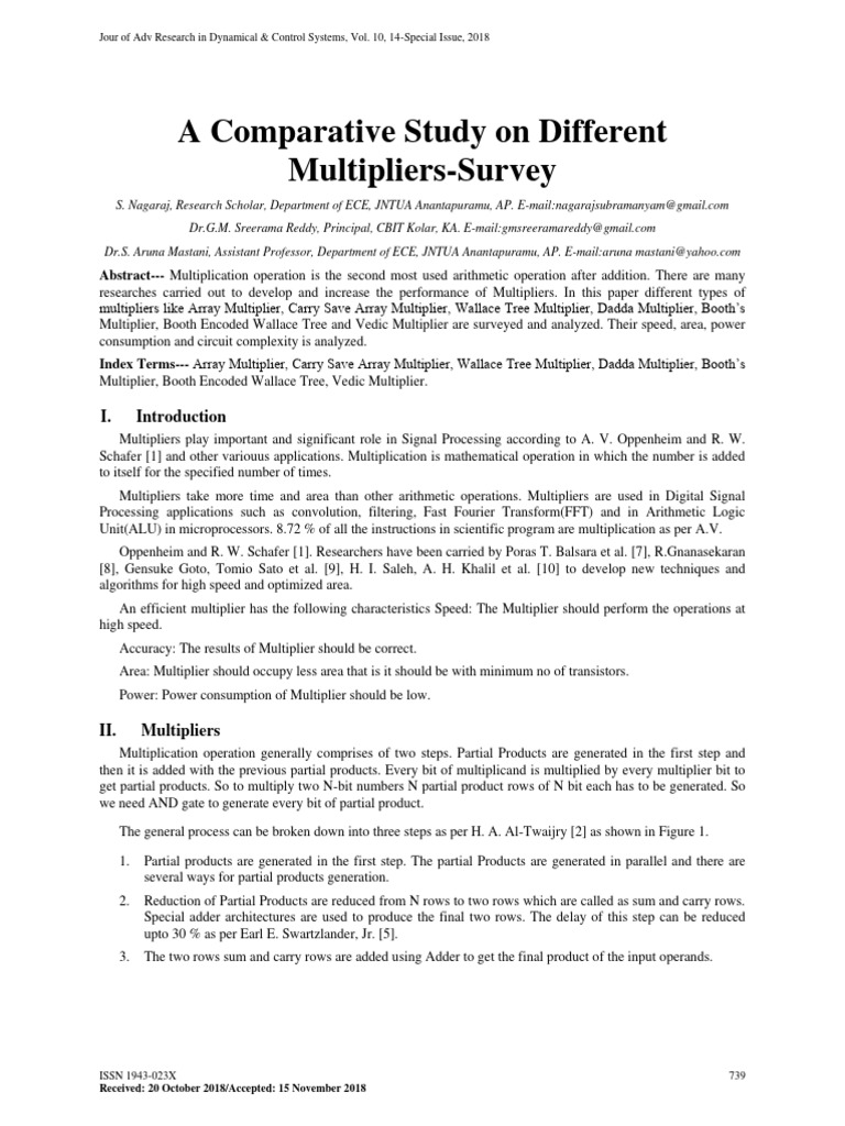 A Comparative Study On Different Multipliers-Survey | PDF | Digital ...